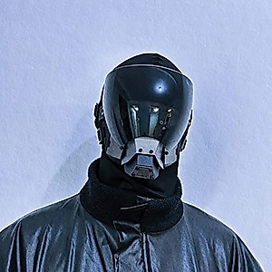 FUDAOLE Cyberpunk Commander Cosplay Mask,DIY Detachable Punk Mask,Perfect for Halloween,Parties,Masquerade,and Music Festivals Black