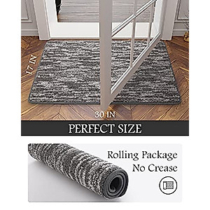 Door Mats Outdoor Indoor Doormat-Rubber Non Slip Absorbent Front Door Mats for Outside Entry Entrance-Dirt Trapper Mat for Muddy Paws and Shoes-Gray-17”x30”