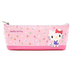 Sanrio Hello Kitty Strap Handle Pencil Case Multi-Purpose Pouch 1PC (2 Designs Available) (Flower Kitty)