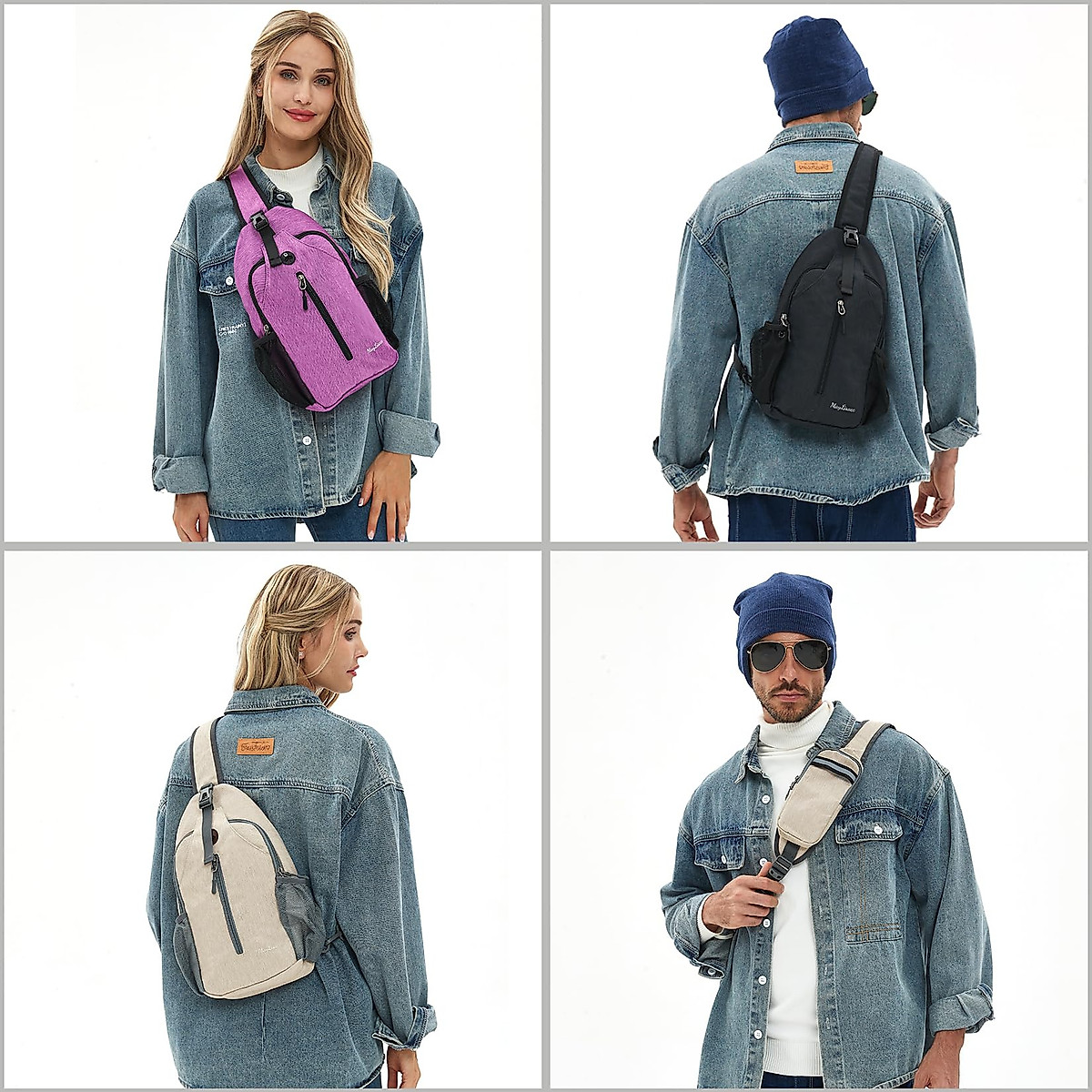 MAYLISACC Sling Backpack, Crossbody Bags for Women Men, Sling Bag with Earphone Hole, Small Casual Daypack Backpacks