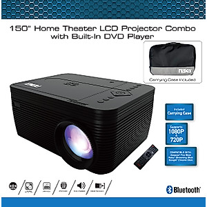 Naxa Electronics NYP-2502C 150″ Home Theater LCD Projector Combo with Built-in DVD Player, Remote, and Case, Gaming Consoles, Bluetooth, HDMI x 2, USB 2.0, MicroSD Support, VGA, Black (NVP-2502C)