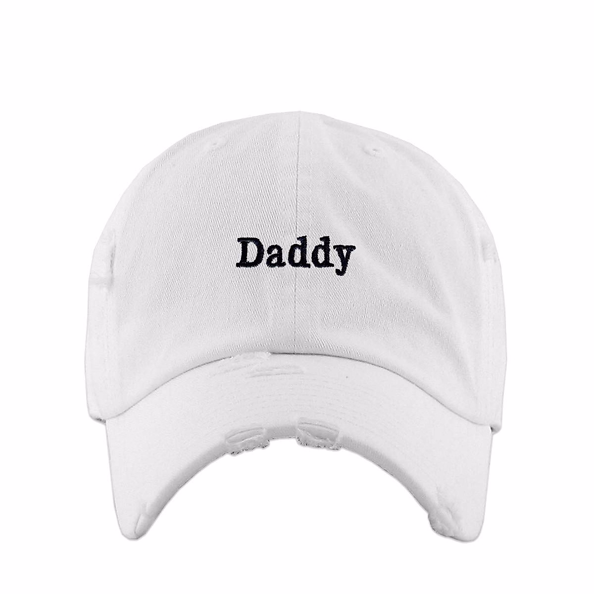Daddy Vintage Baseball Cap Embroidered Cotton Adjustable Distressed Dad Hat White