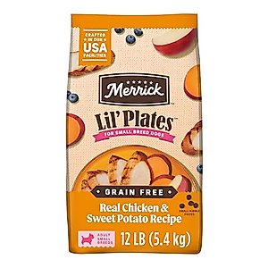 Merrick Lil’ Plates Premium Grain Free Dry Dog Food For Small Dogs, Real Chicken And Sweet Potato Kibble - 12.0 lb. Bag