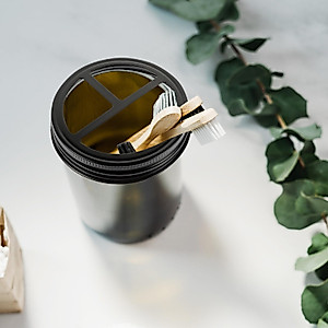 Alipis Mason Jar Bathroom Lids 2pcs Mason Jar Toothbrush Holder Lid Stainless Steel Toothbrush Cup Lids Rings Mason Jar Lid Bottle Cover Rings Apothecary Storage Jars Lids