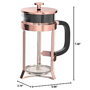 QUQIYSO French Press Coffee Maker 34oz 304 Stainless Steel with 4 Filter, Heat Resistant Durable, Easy to Clean, Borosilicate Glass Press, 100% BPA Free Teapot (Copper)