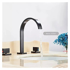 LIANTE Black Bathroom Waterfall Faucet Brass Basin Faucet Tap Hot and Cold Water Double Control Basin Gold Color Bathtub Faucet,Kitchen Faucet