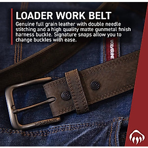 Wolverine Men Rugged Boot Leather Work Belt, Loader-Sudan, 52