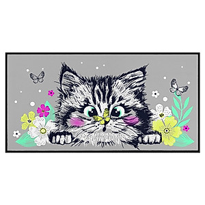 Cat Bathroom Rugs Cute Kitten Head Kitchen Rug Non-Slip Washable Floor Mat Area Mat Carpet for Home Hallway Sink Stove Laundry Decor 39x20 Inch