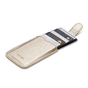 4-Seasons Arlgseln 5 Card Holder Phone Pouch, Stretchable Adhesive Purse Rfid Blocking ID Credit Card Slot Wallet stick on Back of Phone for iPhone 15/16 Pro Max Galaxy S24 Note 22 Ultra A55 (Gold)