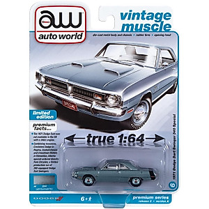 1971 Dart Swinger 340 Special Light Gunmetal Gray Met w/Black Tail Stripe Vintage Muscle Ltd Ed 1/64 Diecast Model Car by Auto World 64362-AWSP105 A
