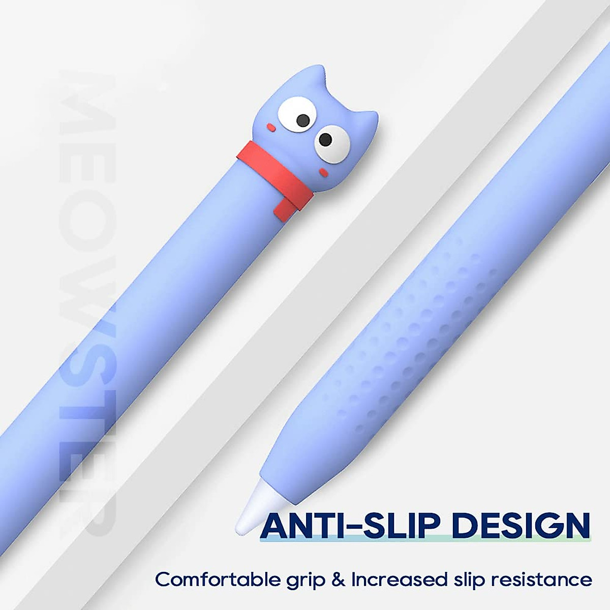 Meowster Case for Apple Pencil 1st Generation iPencil Case Soft Silicone Sleeve Cute Cat Design Holder Protective Cover Accessories Compatible with iPad Pencil 1st Gen (Black)