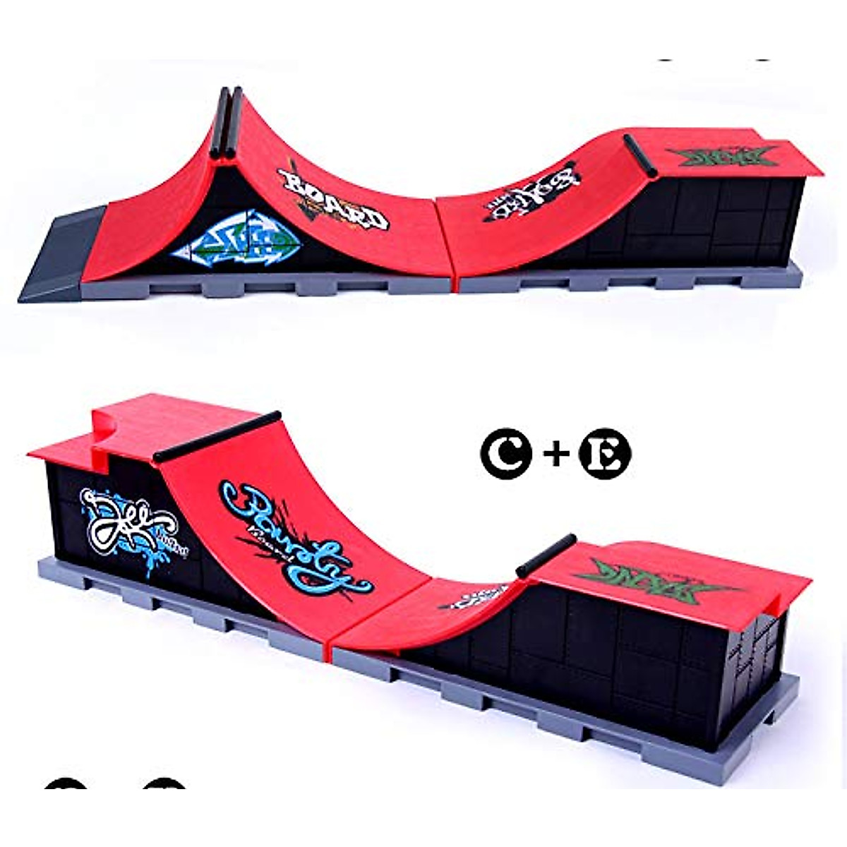 CS COSDDI Skateboard Ramp Set – Finger Skateboard Set with Fingerboards, Fingerboard Skate Park Ramp, DIY Assembly Mini Finger Skateboard Ultimate Park Set Ramps for Kids Birthday Gift(C)