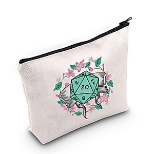 TOBGBE Role Playing Games Quote Gifts Dragon Armies Dice Pouch D&D Accessory Pouch Bag DM Games Makeup Bag TRPG Gift (flowers D&D bag)