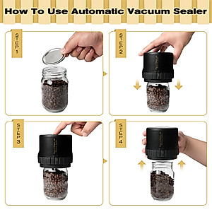 M MUGOOLER Vacuum Sealer Electric Mason Jar Sealer Vacuum Sealing Kit for Canning with Can Opener, Medium and Large Sealing Caps