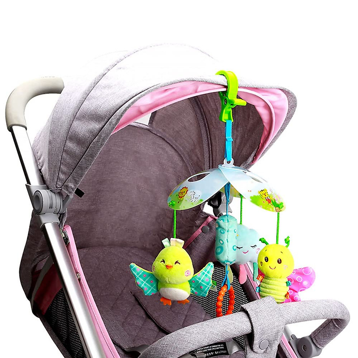 D-KINGCHY Baby Car Seat Toys, Clip on Stroller Toy, Soft Crib Toy, Hanging Plush Rattle Toys for Newborn Infant 0-3 Years Old (Sky Series)