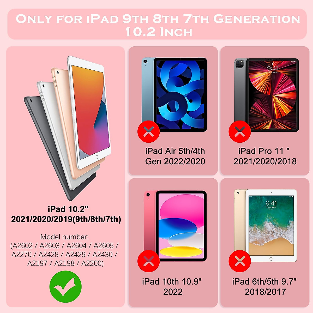 YINLAI for iPad 10.2 Inch Case,iPad 9th 8th 7th Generation Case,iPad air 3rd Case with Pencil Holder Kids Girls Butterfly Kickstand Shockproof Protective Cover for iPad 9th 8th 7th Gen 2021/2020,Pink