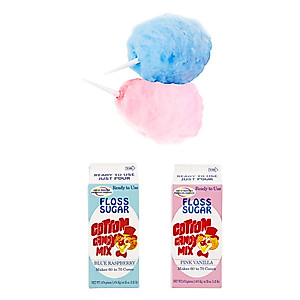 Cotton Candy Set- Includes 1 Carton Each Blue Raspberry and Pink Vanilla - Also Includes 100ct Cotton Candy Cones