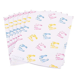 CENTRAL 23 - New Baby Wrapping Paper - 6 Sheets of Gift Wrap - Babies Feet - for Girls or Boys - Pink Blue and Yellow - Recyclable