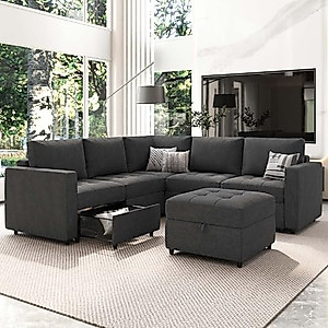 Belffin Fabric Side Armrest for Sectional Modular Couch Armrest Module for Modular Couch Sectional Sofa Dark Grey