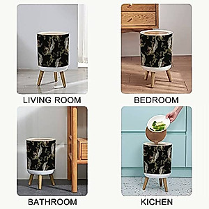 Small Trash Can with Lid Embroidery Griffin Medieval Gothic Tapestry Renaissance Style Round Recycle Bin Press Top Dog Proof Wastebasket for Kitchen Bathroom Bedroom Office 7L/1.8 Gallon