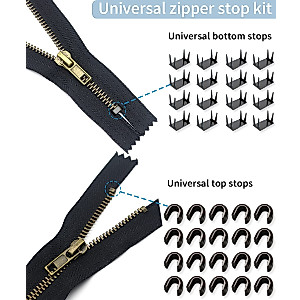 Zipper Repair Kit (52 Pcs), Universal #5 Zipper Replacement Slider Kit, Zipper Pull Replacement, Zipper Fix Repair Kit for Jackets, Coats, Boot, Backpack, Hoodie, Metal, Plastic & Nylon Coil Zippers