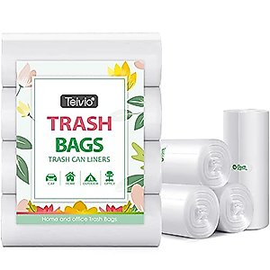 2.6 Gallon Strong Trash Bags Garbage Bags by Teivio, Bathroom Trash Can Bin Liners, Small Plastic Bags for Home Office Kitchen,fit 10 Liter, 2,2.5,3 Gal, Clear, (80 Counts)