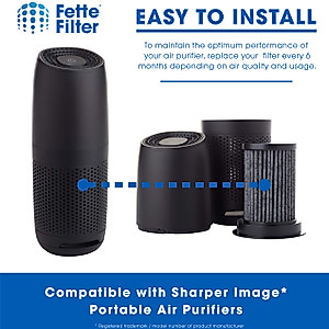 Fette Filter - True Hepa Filter Replacement Compatible with Sharper Image USB powered Portable Air Purifier (2 QTY)