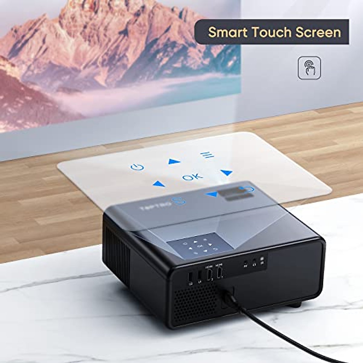 5G WiFi Bluetooth Projector, TOPTRO TR22 Outdoor Projector 4K Supported, 480 ANSI Lumen, Smart Touch Keys, 4D/4P Keystone Correction, Full Sealed Optical Movie Projector Compatible with iOS/Android