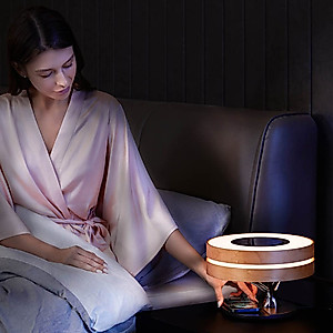 MODIRNATION Bonsai Modern LED Bedside Smart Table Lamp with Built-in TWS Bluetooth Speaker and Qi Wireless Charger for Home and Office, Stepless Dimming with Sleep Mode (Circle of Light)