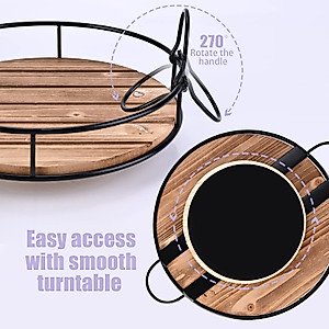 ZHUJERRY Lazy Susan Turntable for Cabinet, Wood Farmhouse Cabinet Organizer, 10” Kitchen Turntable Organizer for Cabinet Table Pantry