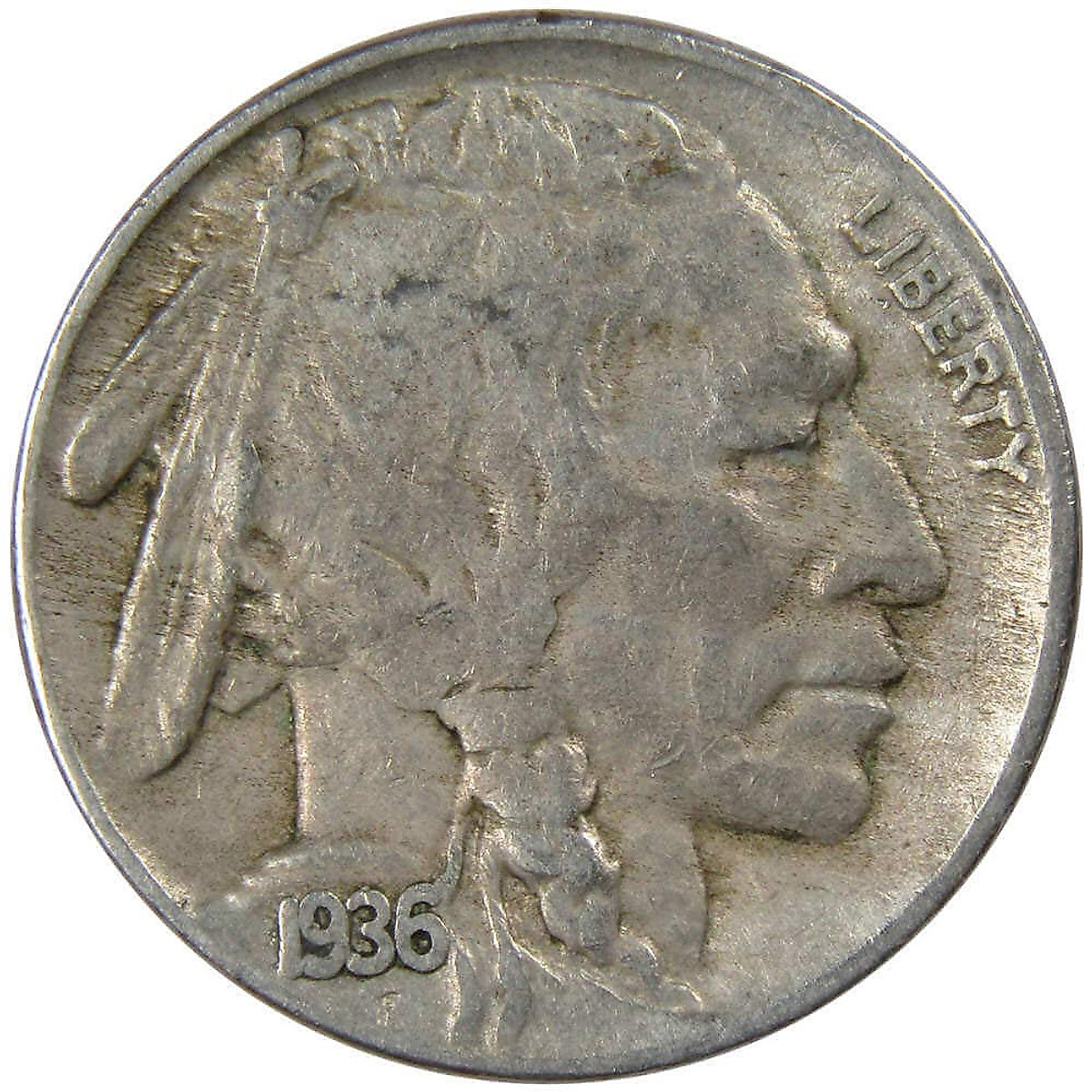 1936 S Indian Head Buffalo Nickel 5 Cent Piece VF Very Fine 5c US Coin