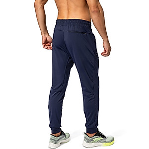 G Gradual Men's Sweatpants with Zipper Pockets Athletic Pants Traning Track Pants Joggers for Men Soccer, Running, Workout(Navy,L)