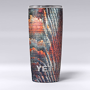 Design Skinz Grungy Orange and Teal Dyed Wood Surface - Skin Decal Vinyl Wrap Kit Compatible with The Yeti Rambler Cooler Tumbler Cups