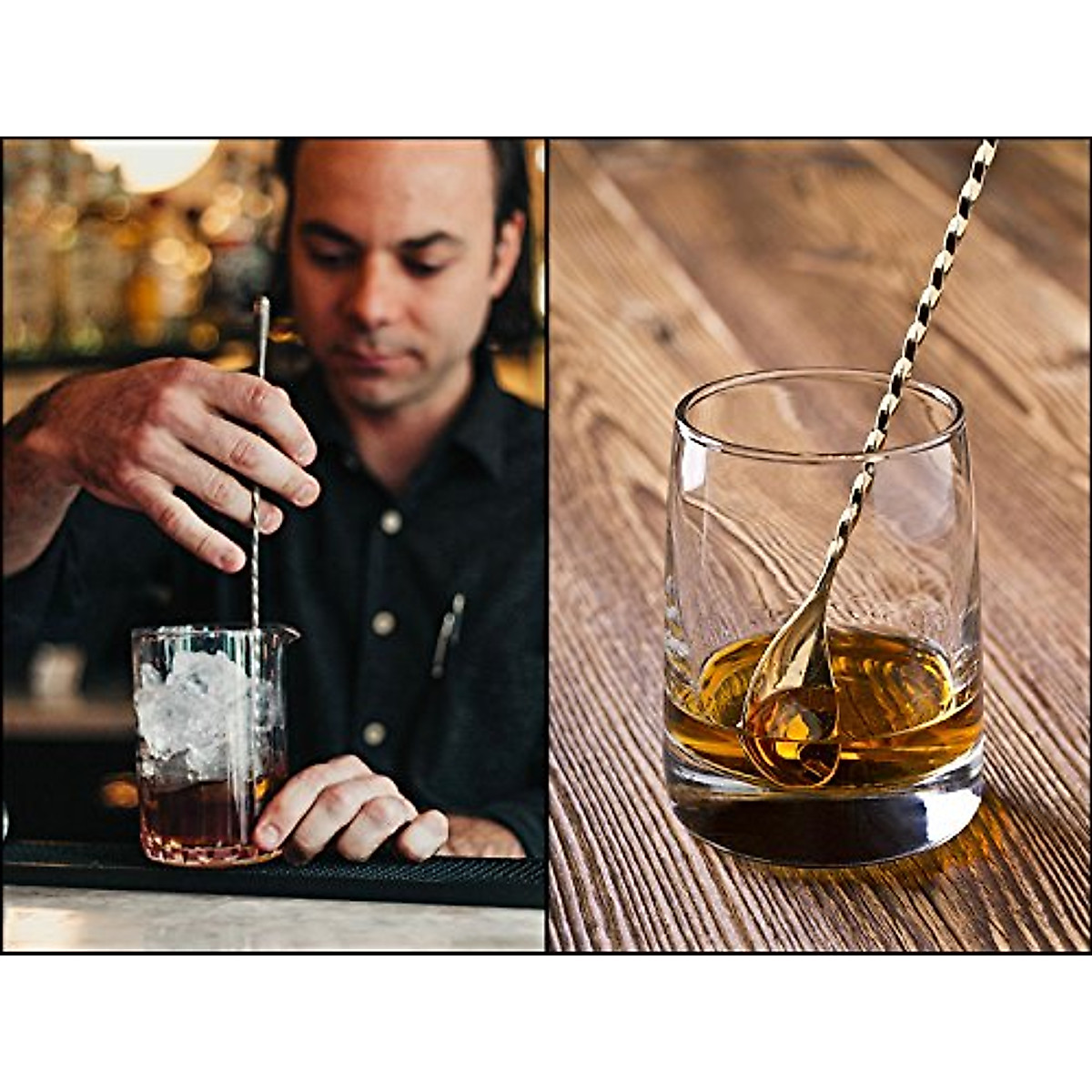 2 Pcs Mixing Bar Spoon 12 Inches 18/10 Stainless Steel Spiral Pattern Morphine Bartender Whiskey Cocktail Shaker Spoon