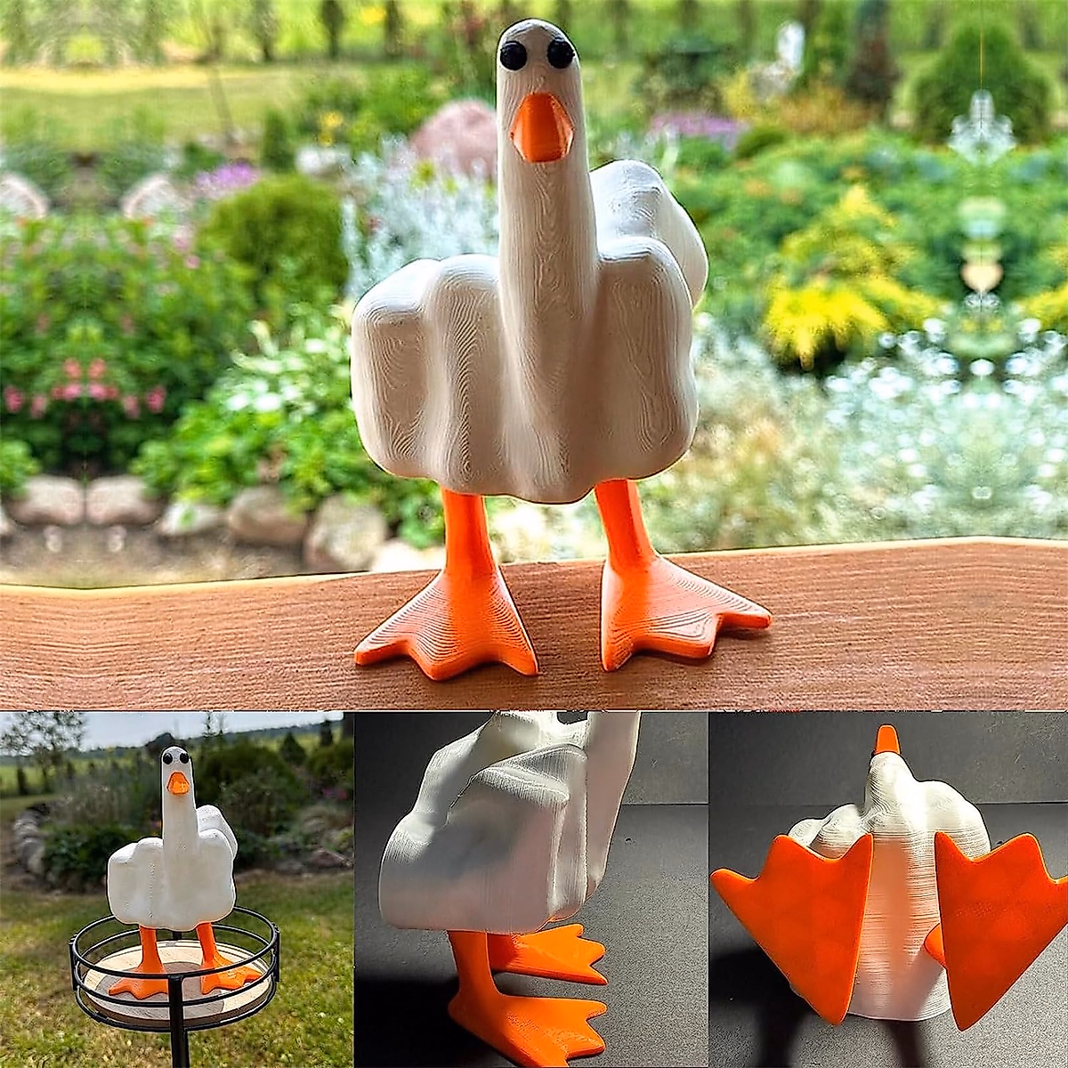 ACOLAR Funny Middle Finger Duck Statue Home Decor,Cute Little Duck Resin Garden Figurine,Little Duck Craft Decoration Sculpture,Home Office Desktop Living Room,Bedroom,Patio Indoor Outdoor Gift