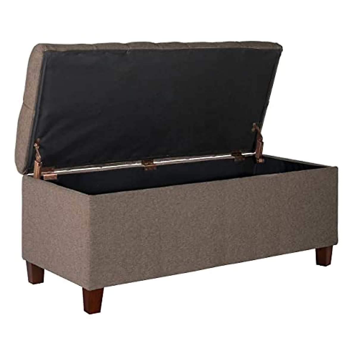 Homepop Home Decor | Tufted Ainsley Button Storage Ottoman Bench with Hinged Lid | Ottoman Bench with Storage for Living Room & Bedroom, Brown