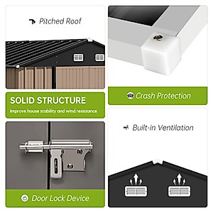 10x8 FT Metal Outdoor Storage Shed, Zstar Steel Utility Tool Shed Storage House with Lockable Door Design, Metal Sheds Outdoor Storage for Garden, Patio, Backyard, Outside Use, Grey