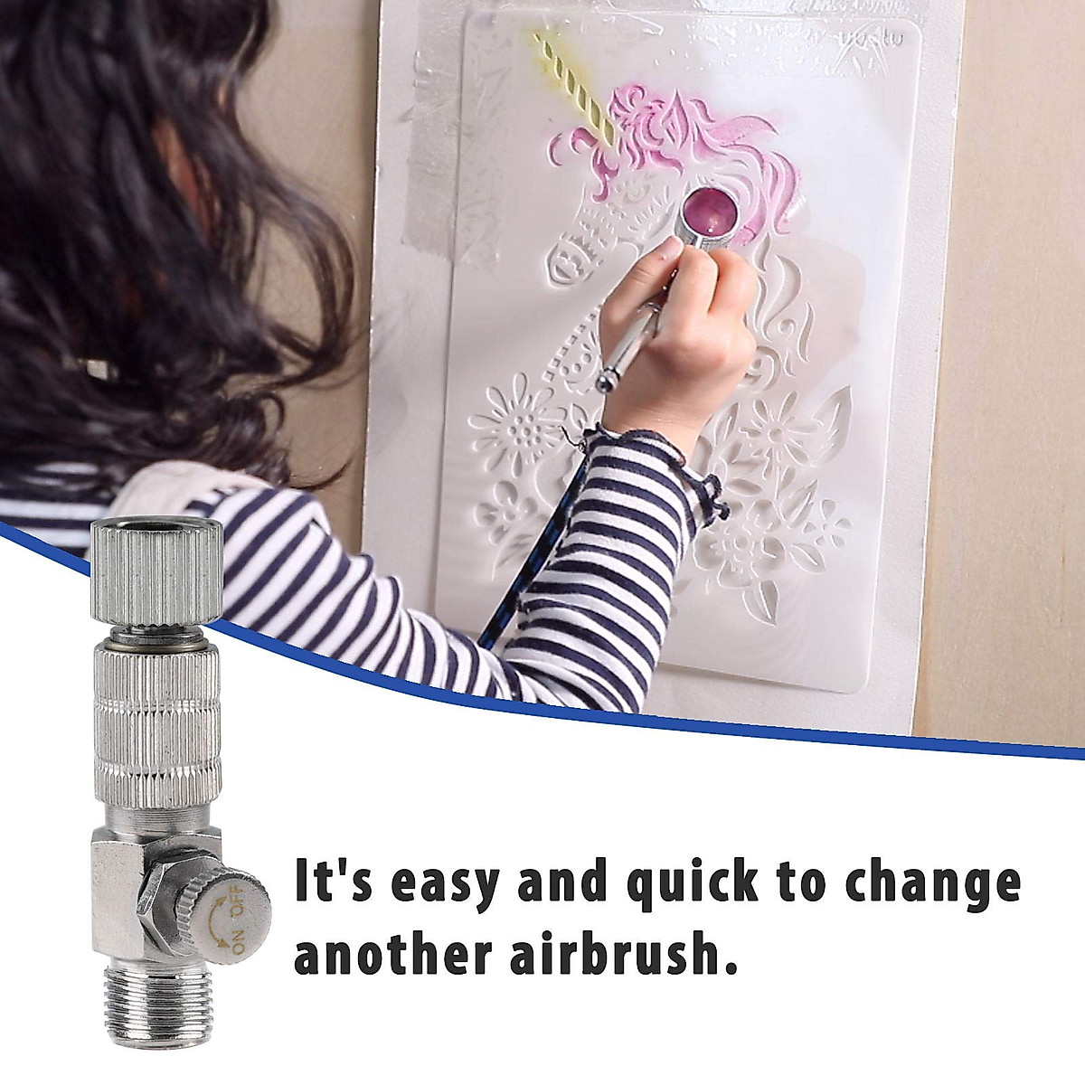 SAGUD Airbrush Quick Release Disconnect Coupler Adapter Kit with Adjustment Valve, Extra 4 Female Fitting & Extra 5 O-Ring Kit, 1/8 Male -1/8 Female Hose Connections