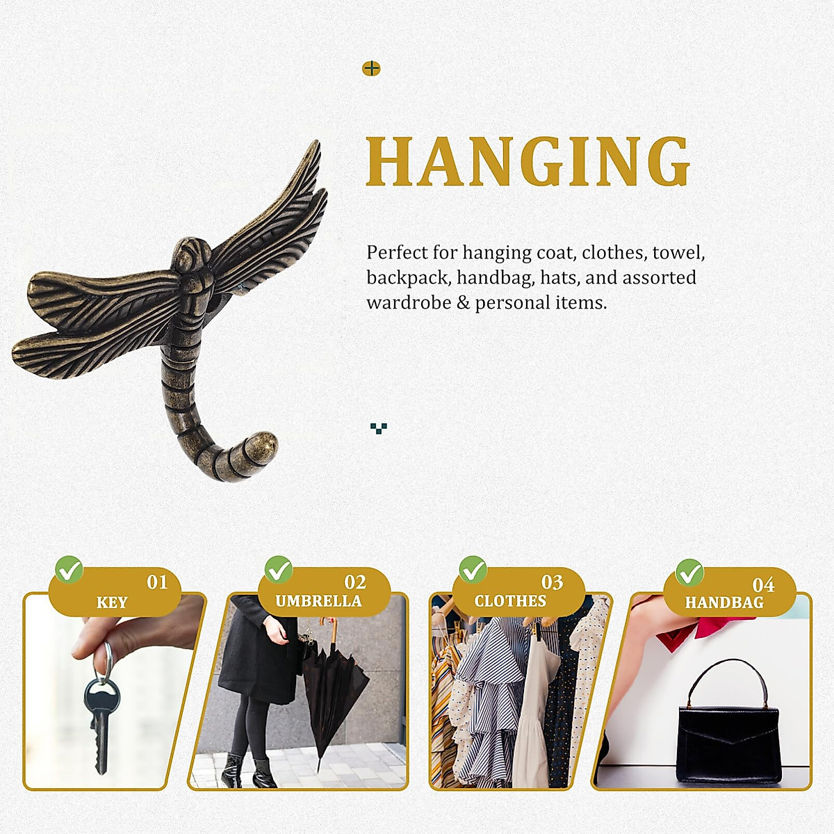 Alipis Dragonfly Clothes Hook Household Wall Hook Dragonfly Hook Storage Hanger Key Storage Hook Decorative Hook Wall Storage Hook Wall Hanging Hooks Wall Hooks for Hanging Door Back Hook