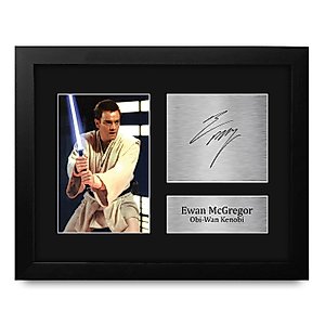 HWC Trading Ewan McGregor Gift USL Framed Signed Printed Autograph Star Wars Gifts Obi-Wan Kenobi Print Photo Picture Display - US Letter Size