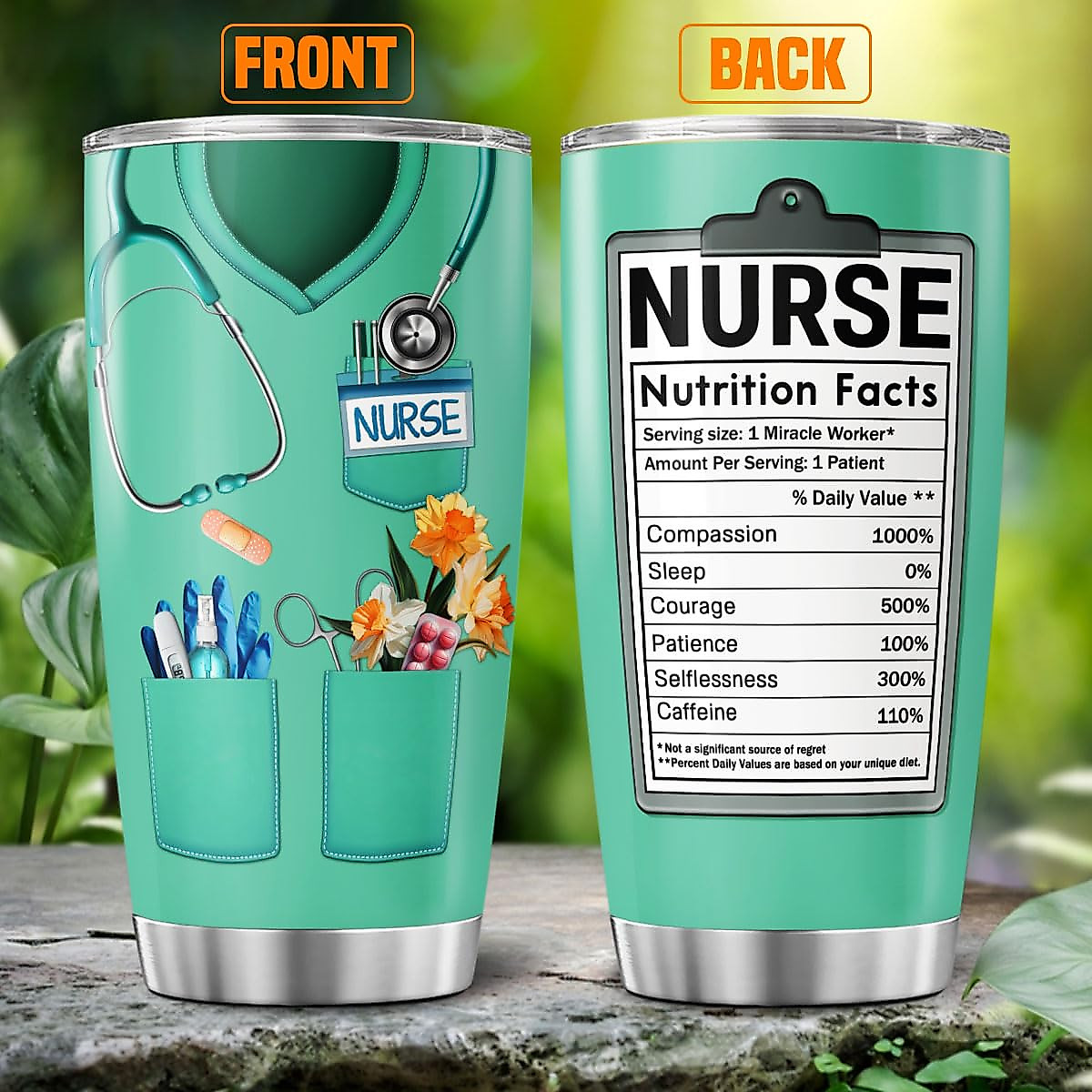 JENOIS Nurse Nutrition Facts, Tumbler 20 Oz With Lid And Straw, Women Coffee Nurses Week School For Nursing Cups Tumblers, Nurse Gifts