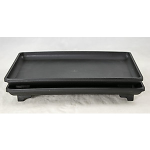 2 Rectangular Black Plastic Humidity/Drip Tray for Bonsai Tree and House Indoor Plants - 9"x 6"x 1"