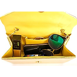 SUCCUNA Clutch Purses Envelope Evening Bag For Women Girl Gold Shimmery Pleated Crossbody Handbags for Wedding Party Dating