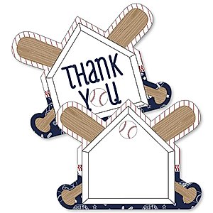 Big Dot of Happiness Batter Up - Baseball - Shaped Thank You Cards - Baby Shower, Birthday Party Thank You Note Cards with Envelopes - Set of 12