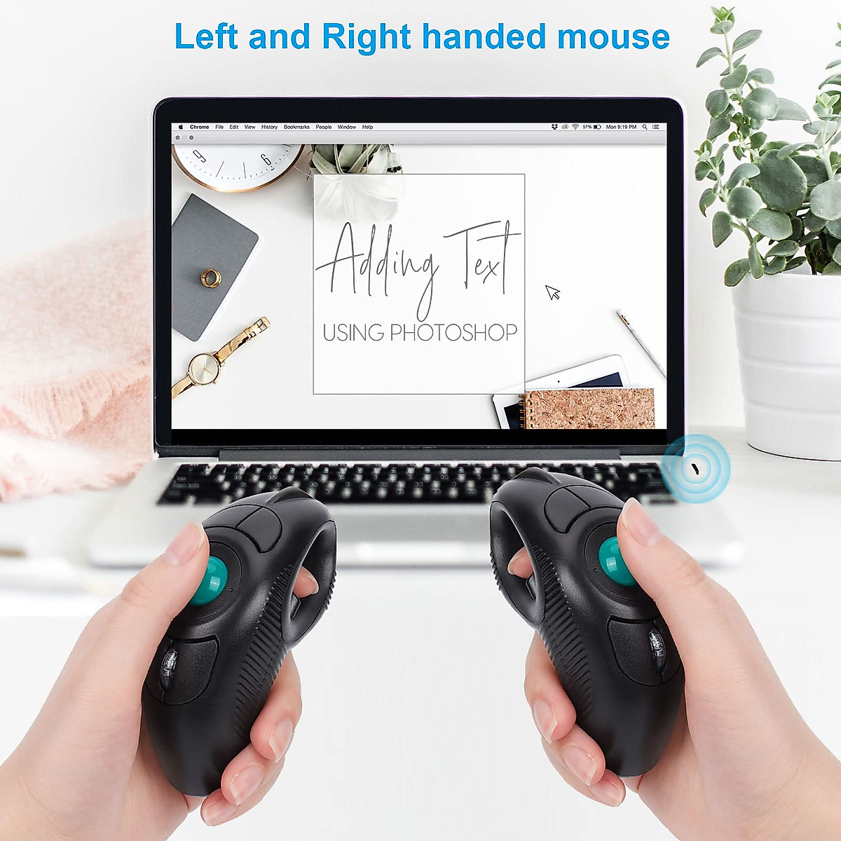 welspo Wireless USB Handheld Finger Trackball Mouse with Laser Pointer