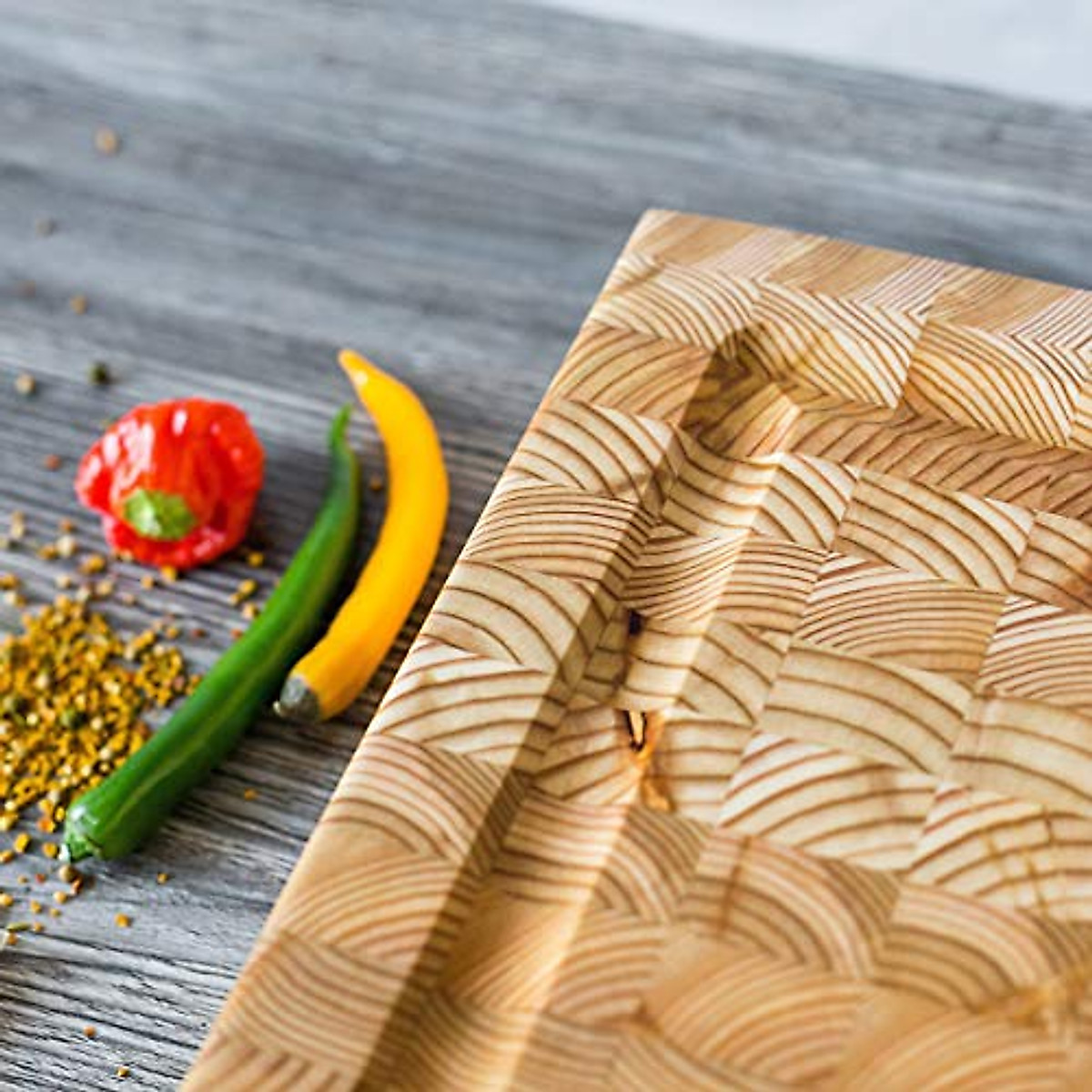 Larch Wood Canada End Grain Carver's Cutting Board, Handcrafted for Professional Chefs & Home Cooking, 24" x 15" x 2" plus Larch Wood Beeswax and Mineral Oil Conditioner (1.6 oz/ 45g)