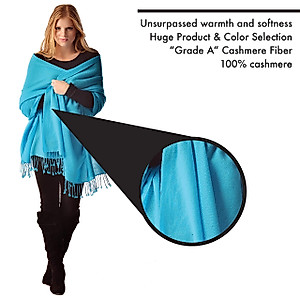 Cashmere Boutique 100% Pure Cashmere Shawl - Soft, Luxury Lightweight, Perfect for Daily Wear or Any Occasion, Long Winter Warm Shawl for Women - Black, 36" x 80"