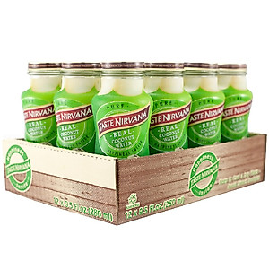 Taste Nirvana Real Coconut Water, Premium Coconut Water, 9.5 Ounce Glass Bottles (Pack of 12)