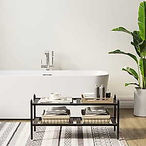 Dranixly 2 Tier Shoe Rack, Bamboo Stackable Shoe Shelf Storage Organizer for Entryway, Hallway, Closet and Living Room (Black)