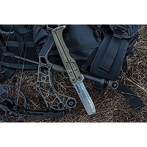 Gerber DoubleDown Folding Machete 6.75" 420HC Stonewashed Recurve Blade, Green Handles